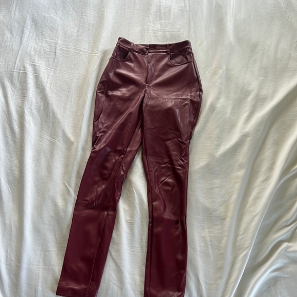 Missguided | Pants & Jumpsuits | Missguided Faux Leather Maroon Pants ...